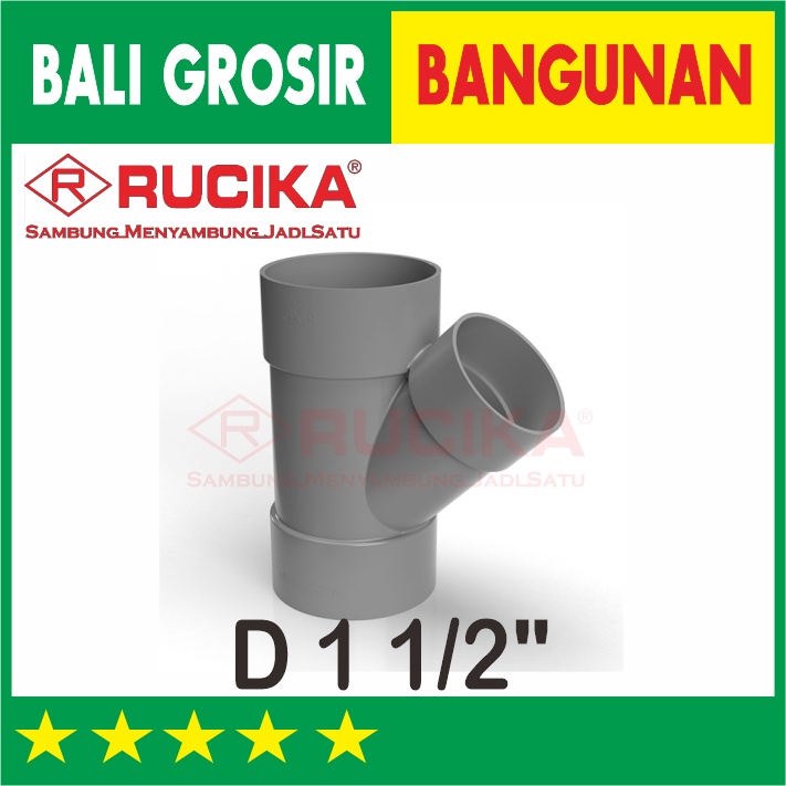 Jual 1 1/2" Y BRANCH TEE Y WAY RUCIKA D 45 DERAJAT FITTING PIPA PVC | Shopee Indonesia