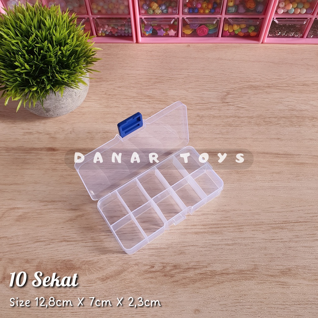 Jual BOX PLASTIK / KOTAK PENYIMPANAN MANIK / MOTE / 10 SEKAT / BOX ...