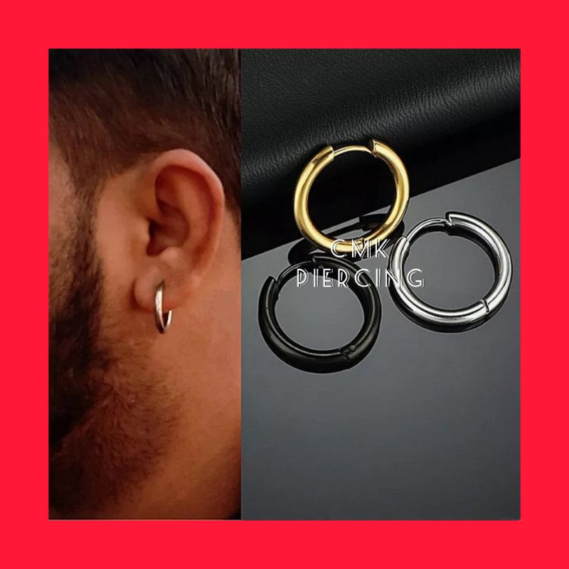 Jual Anting Hoop Bulat Tindik Cewek dan Cowok Model Simpel Ala Korea ...