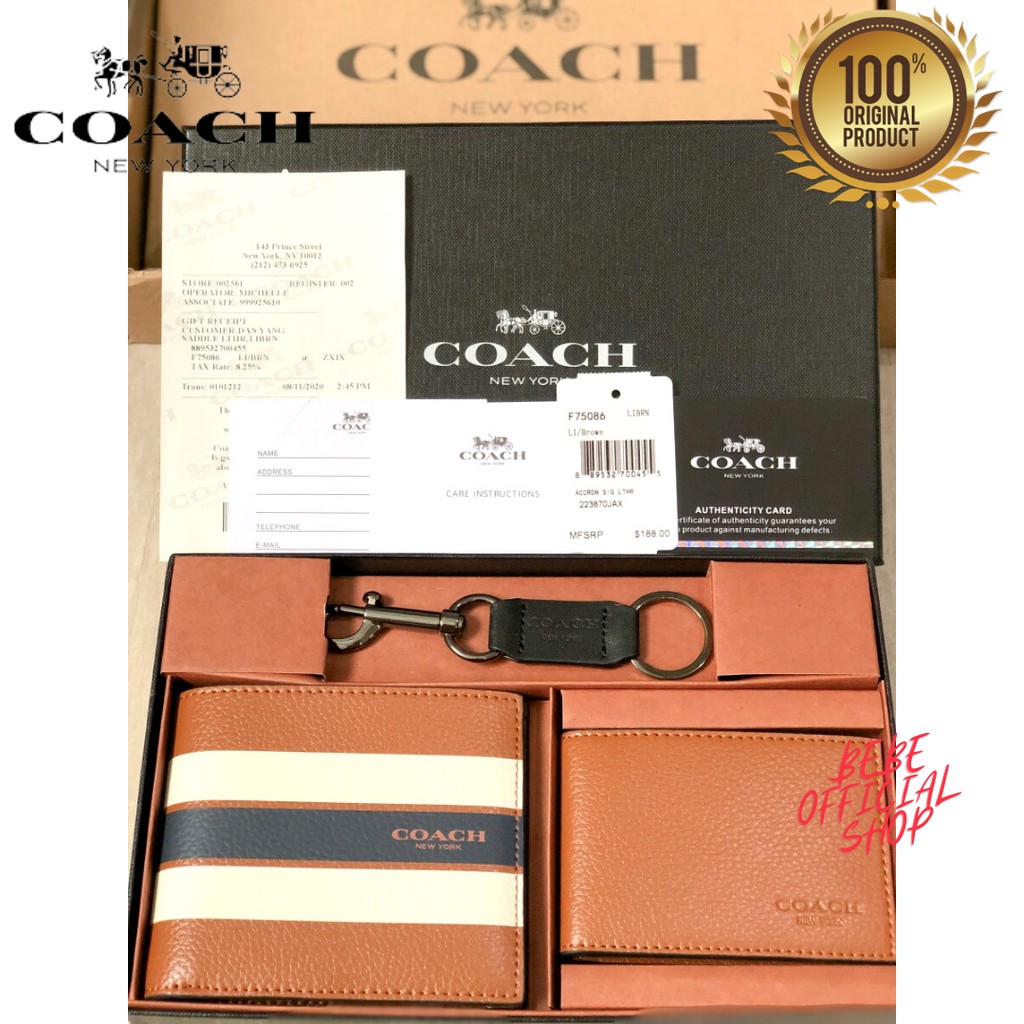 Jual [ORIGINAL] Coach Wallet In Varsity Leather Dark Saddle FULLSET ...