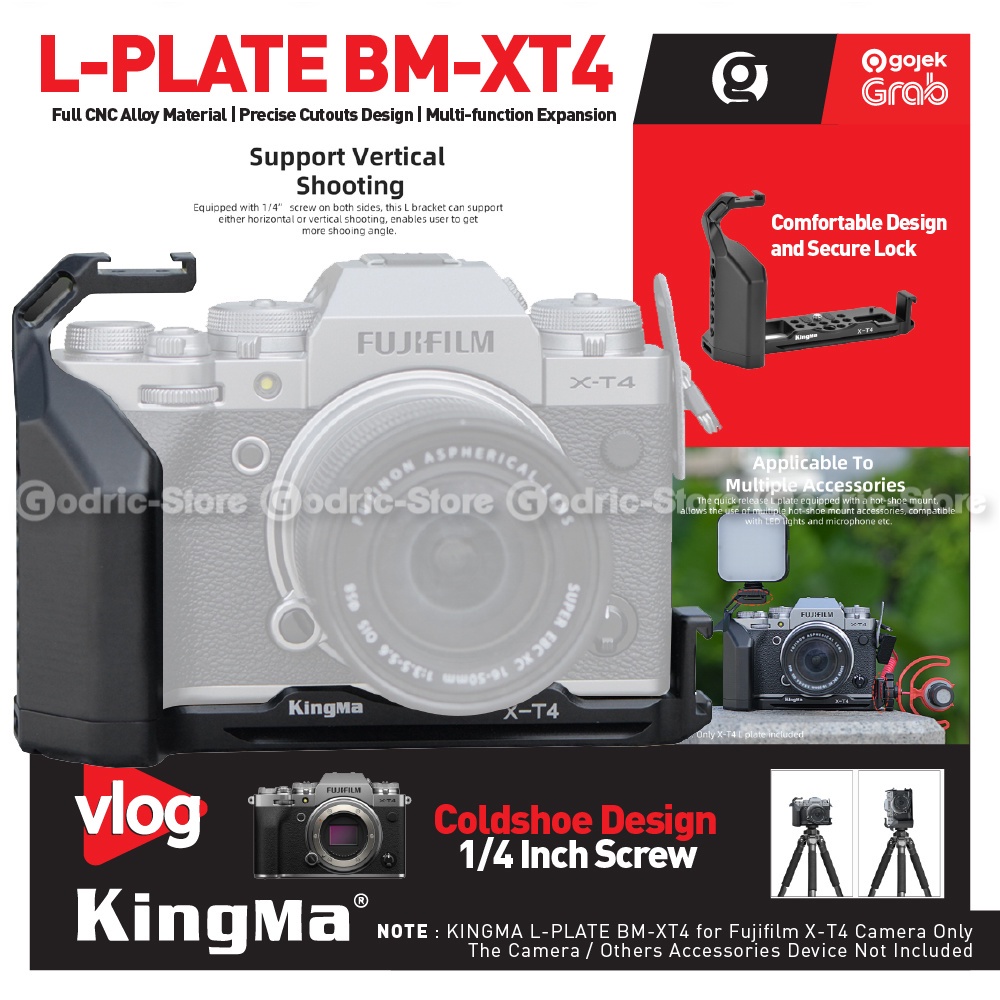 Jual KingMa BM-XT4 L Plate Bracket for Fujifilm X-T4 XT4 Holder Aluminium Alloy Quick Release ...