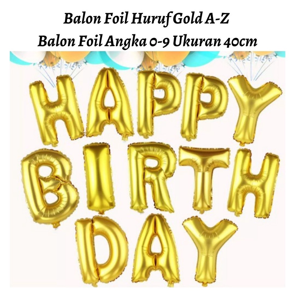 Jual Apazada - Balon Foil Huruf Gold A-Z Balon Foil Angka 0-9 Ukuran ...