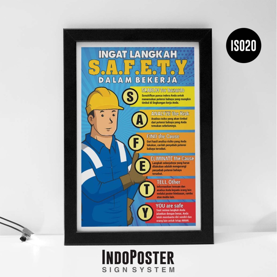 Jual IS020 Poster K3 Keselamatan Kerja Safety Langkah SAFETY Dalam ...