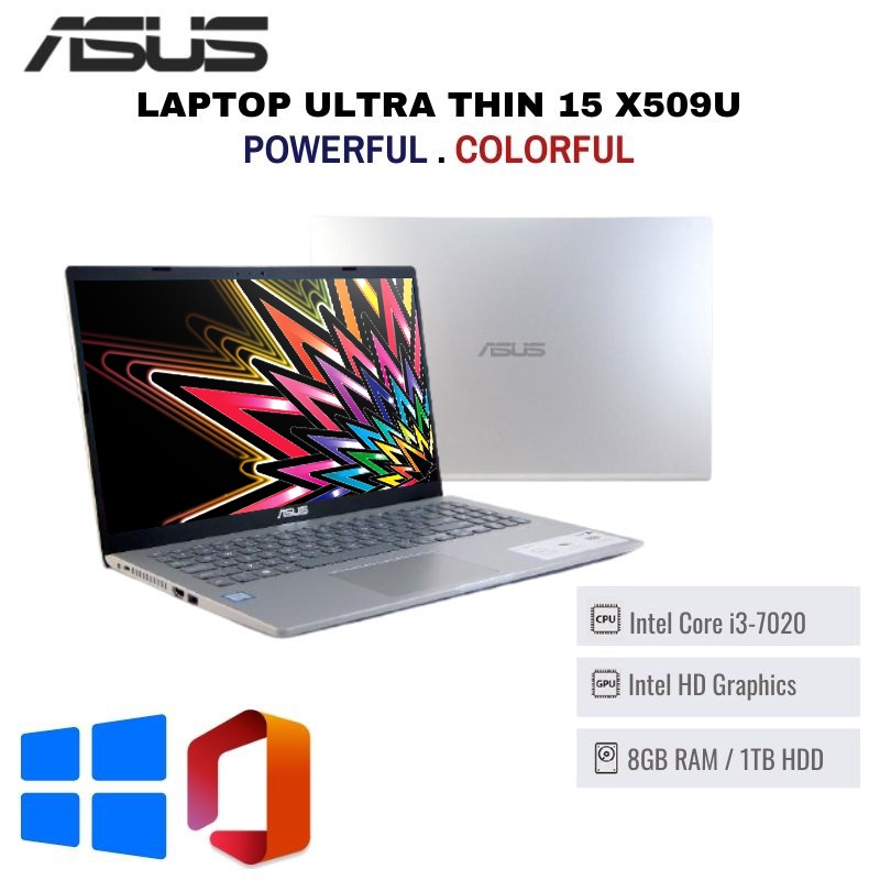 Jual Asus X509U-BR169T 15.6"HD/CORE I3-7020U/8GB/1TB/256GB/Intel® HD ...