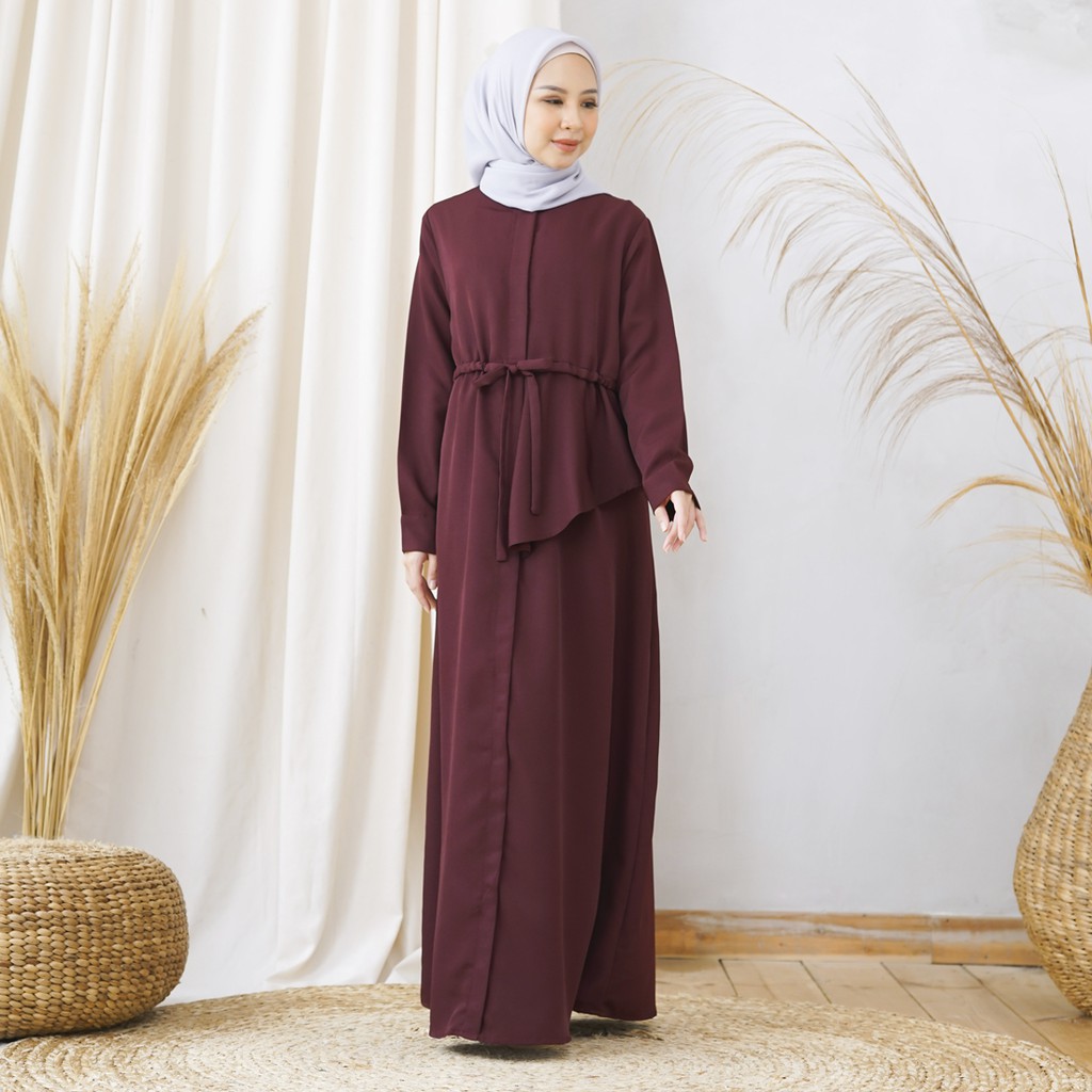 Jual Wulfi Gamis Camilla Maroon | Shopee Indonesia