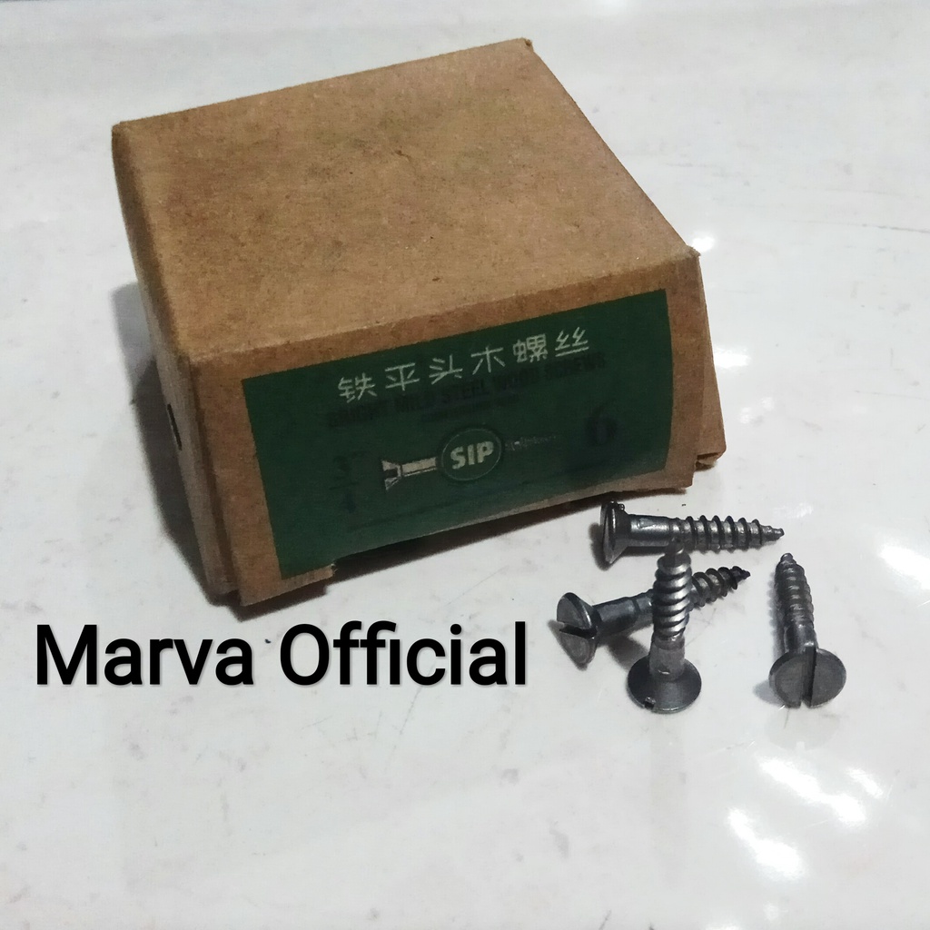 Jual ECER Sekrup minus - SIP 3/4 x 6 screw 3/4x6 sekrup min besi ...