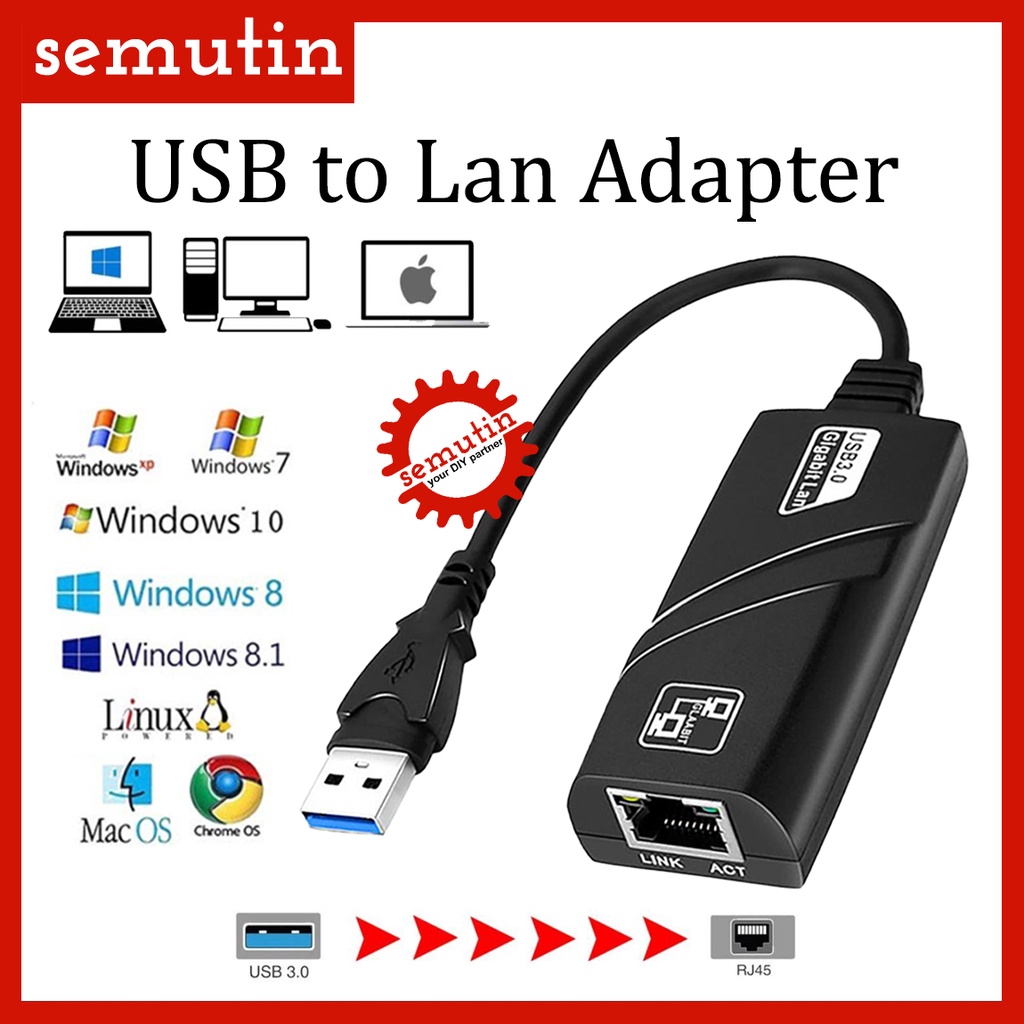Jual Converter USB 3.0 to LAN Adapter / Ethernet Rj45 Gigabit Network ...
