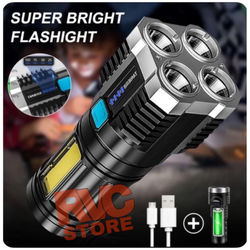 Jual Senter LED 4 Mata Senter Cob Super Terang | Shopee Indonesia