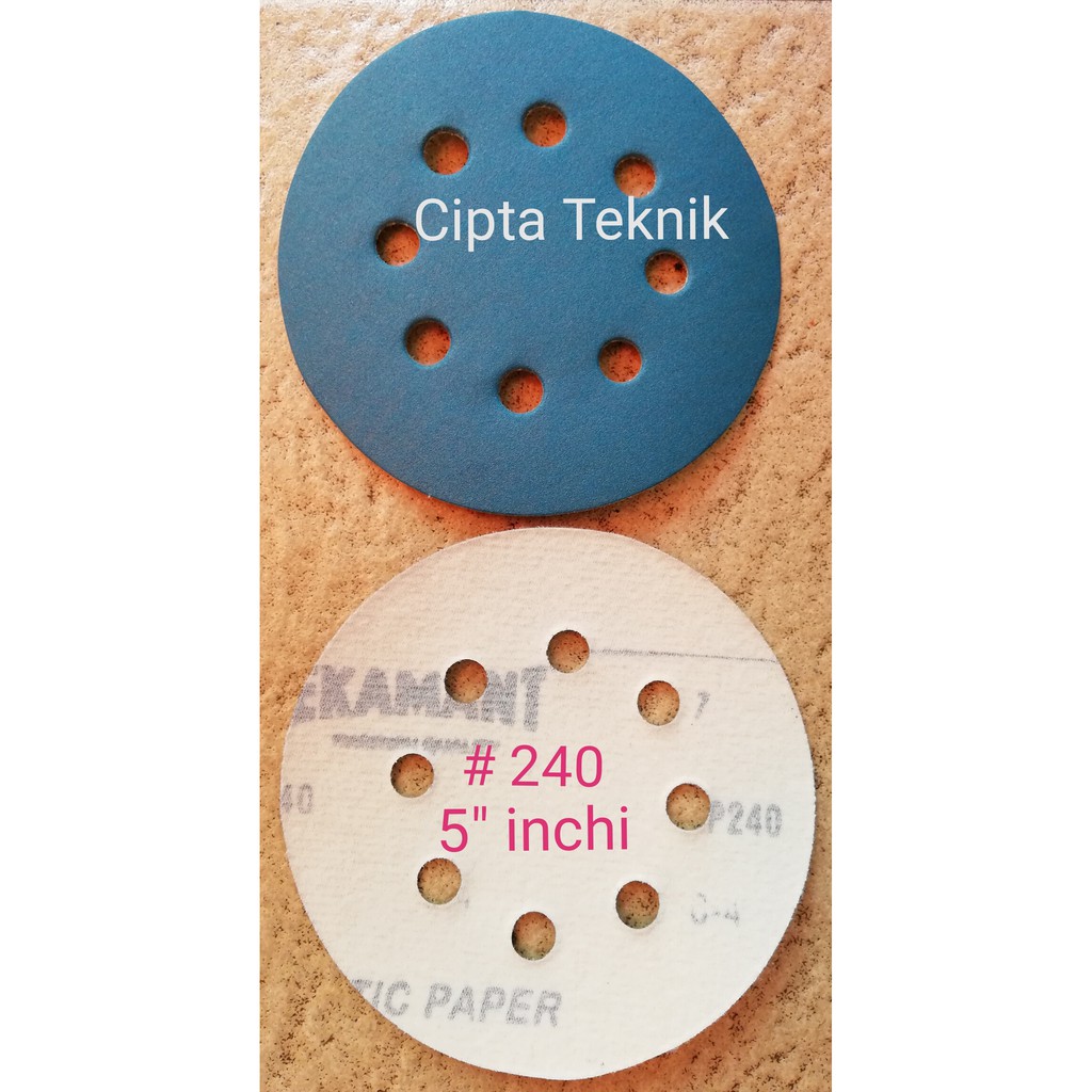 Jual Amplas Velcro Bulat 5 Inchi Grit 240 Ekamant Biru 8 Lubang Velcro ...