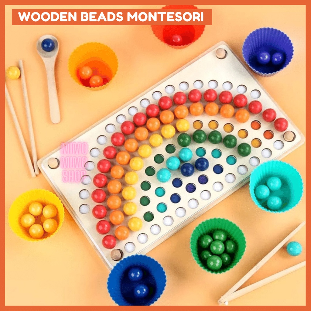 Jual MAINAN EDUKASI MONTESSORI SENSORY ANAK MANIK MANIK BOLA - WOODEN ...