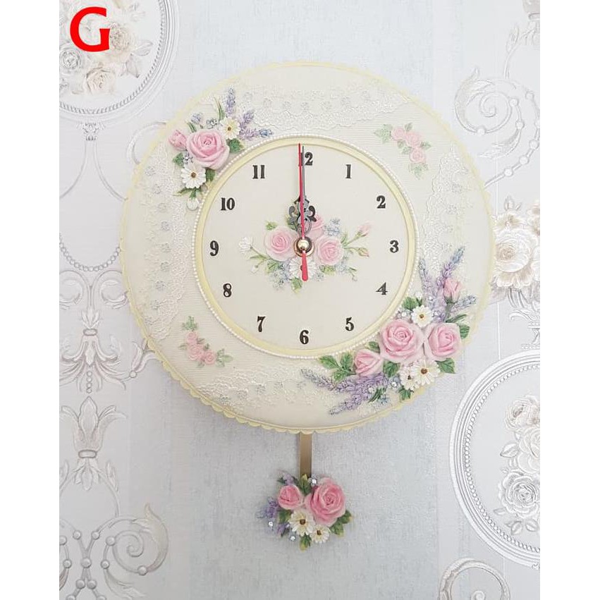 Jual Bahan Lebih Tebal Floral Resin WallClock / Jam Dinding Bulat Resin ...