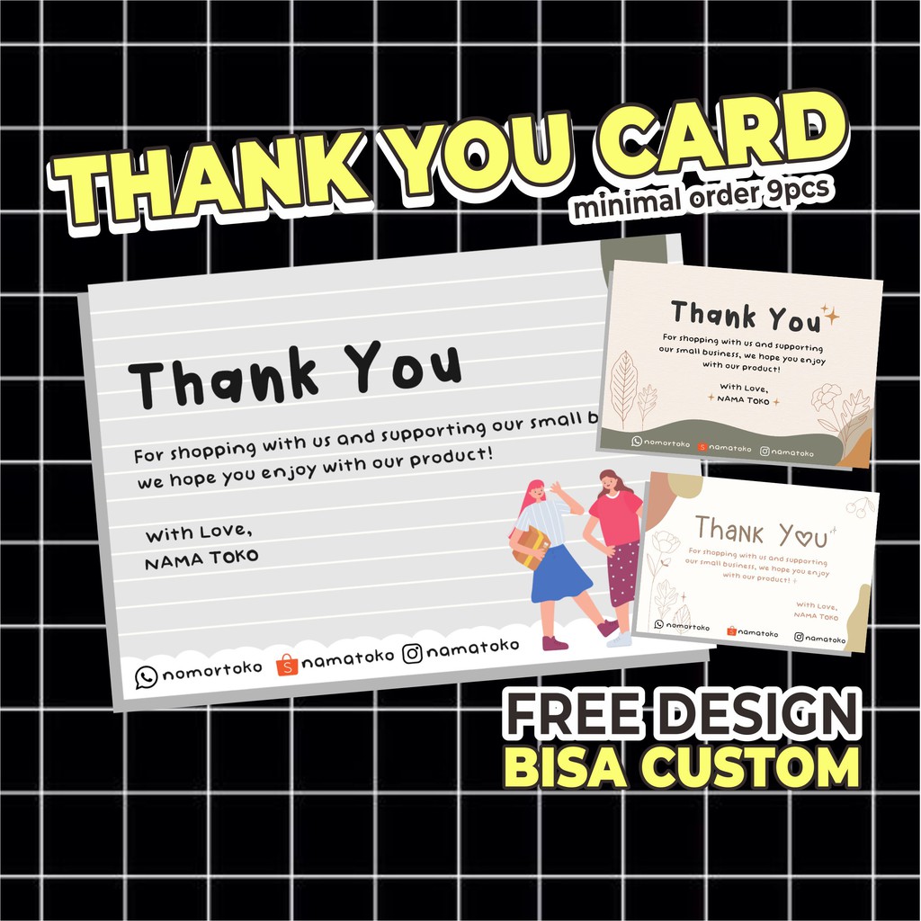 Jual THANK YOU CARD MURAH / KARTU NAMA / KARTU UCAPAN [CUSTOM] | Shopee ...