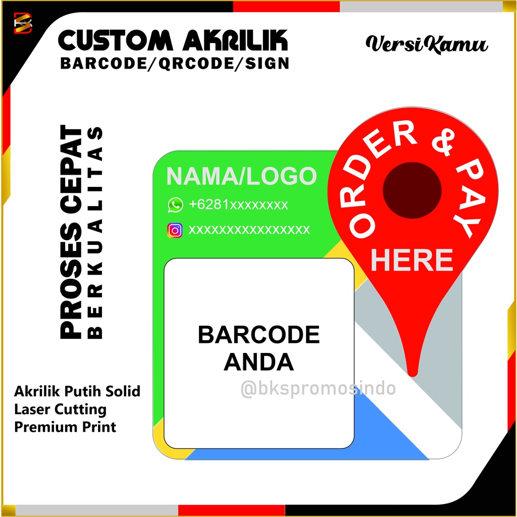 Jual akrilik sign barcode/qrcode Qris Custom VersiKamu | Shopee Indonesia