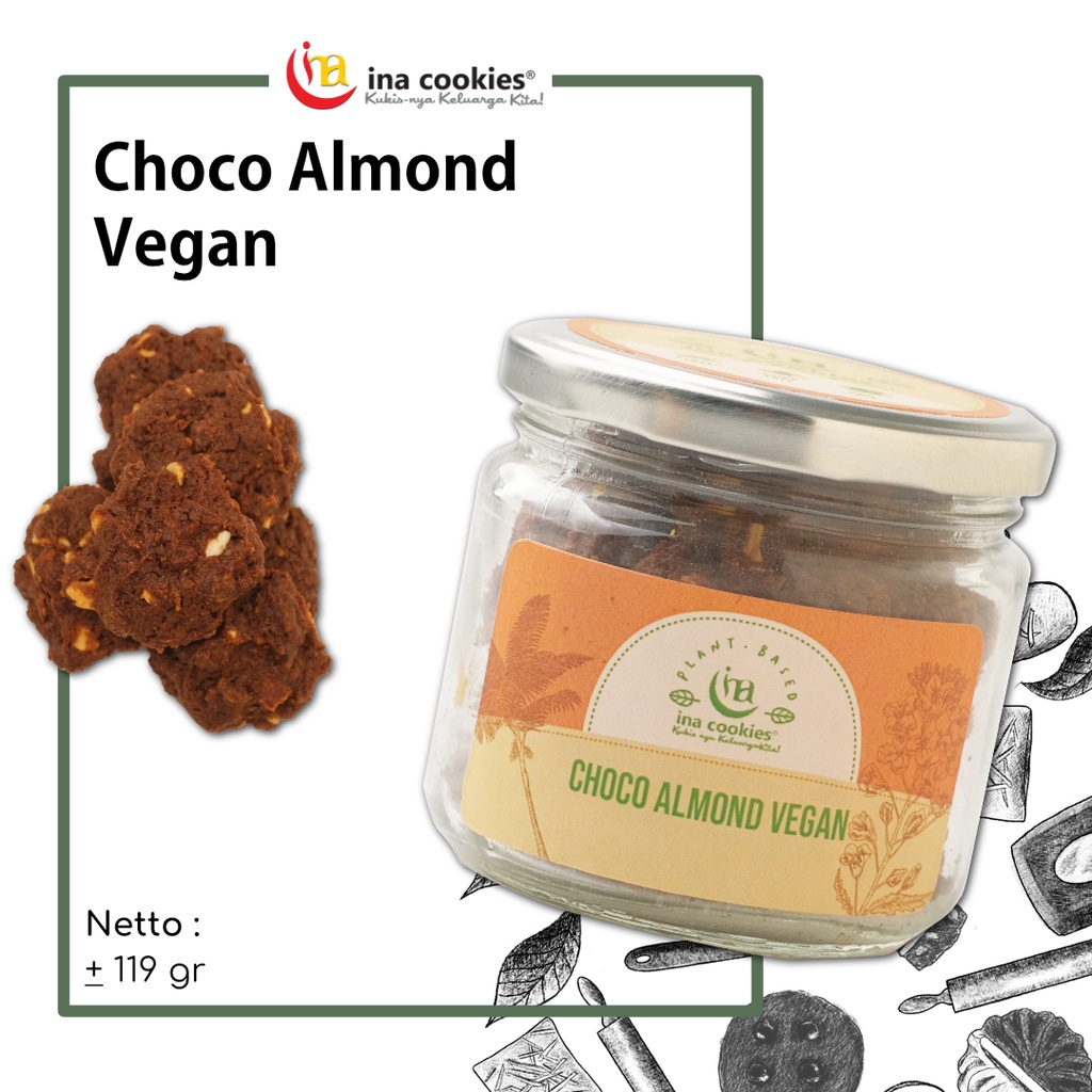 Jual INA COOKIES TOPLES JAR CHOCO ALMOND VEGAN | Shopee Indonesia