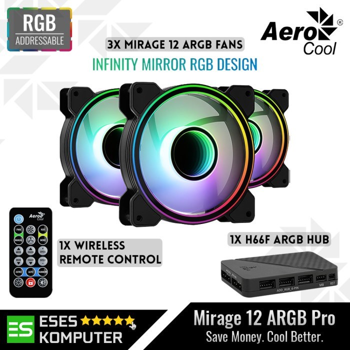 Jual Fan Aerocool Mirage 12 ARGB Pro | 3x 120mm Fan ARGB Sync Remote ...