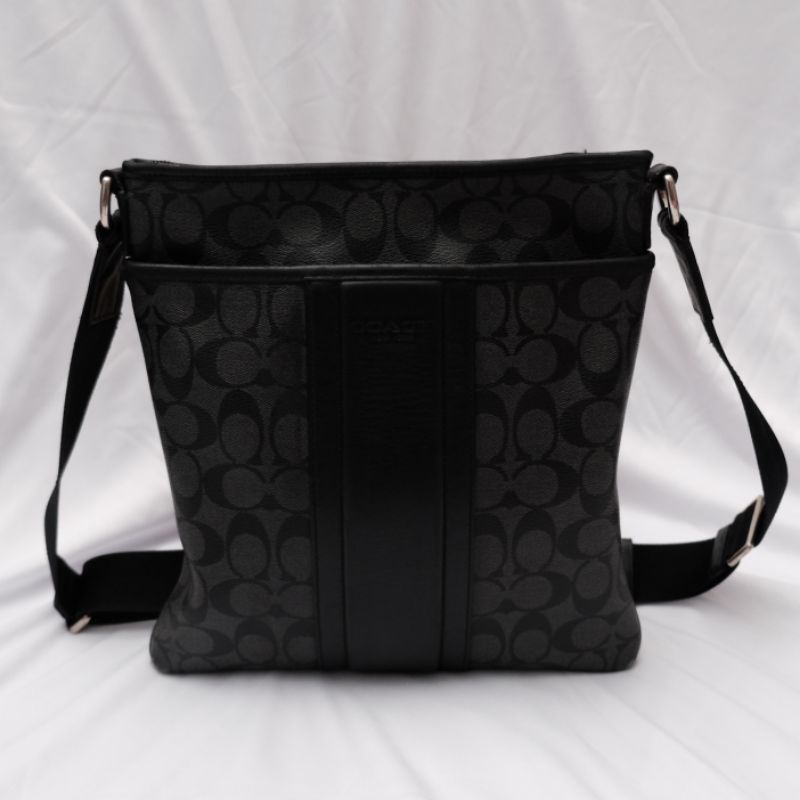 Jual Coach Mens Signature Heritage Zip Top Crossbody Messenger Bag ...