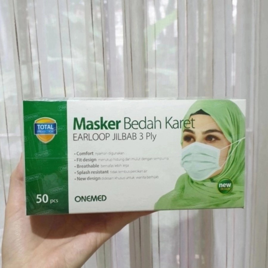Jual Masker Medis Onemed Hijab Headloop 1 box isi 50 Pcs | Shopee Indonesia