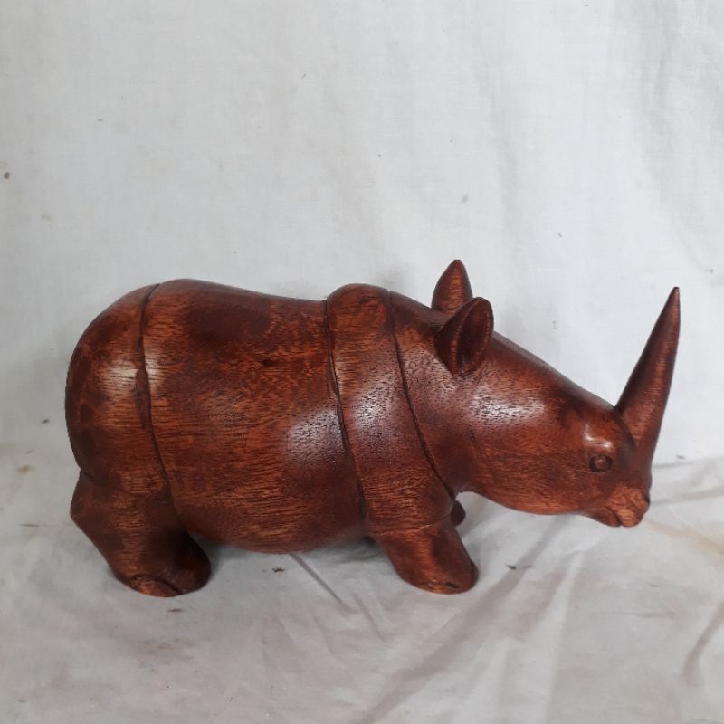 Jual Patung badak kayu tinggi 12cm Pajangan patung kayu Home decoration ...