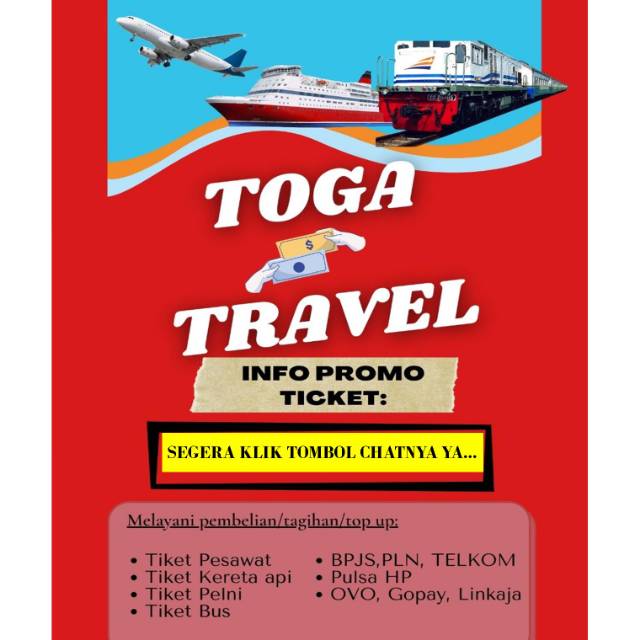 Jual Toga Travel ( Menjual tiket pesawat, kereta api, Pelni, BPJS, PLN ...