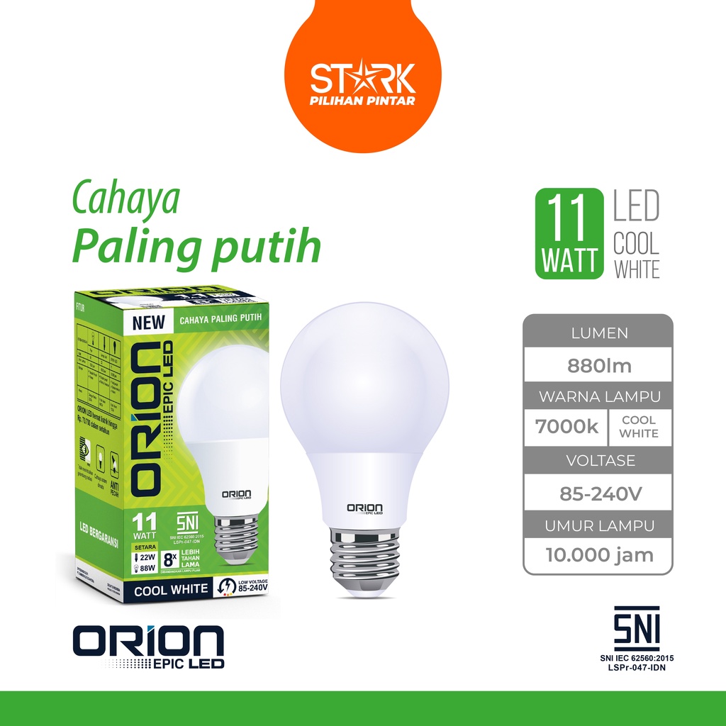 Jual ORION Lampu LED 11 Watt E27 Putih Cool White | Shopee Indonesia