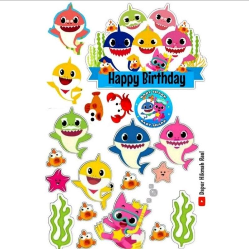 Jual Topper Baby Shark / Topper Happy Birthday Hiasan Cake | Shopee ...