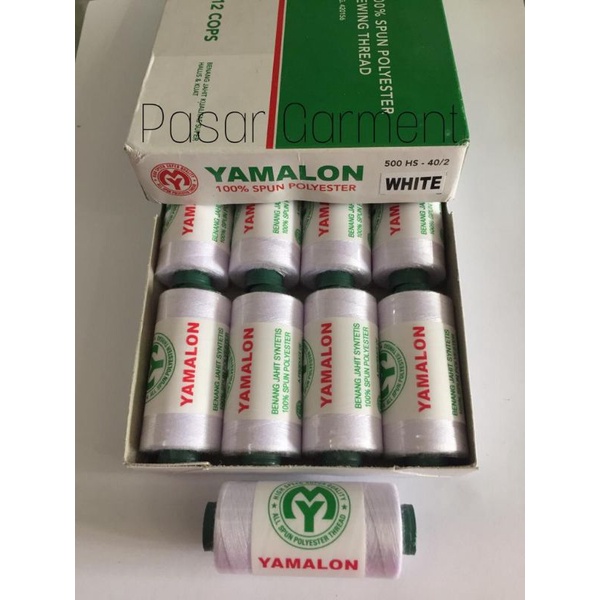Jual Benang Jahit YAMALON Warna Putih 500 Yard Per Pcs | Shopee Indonesia