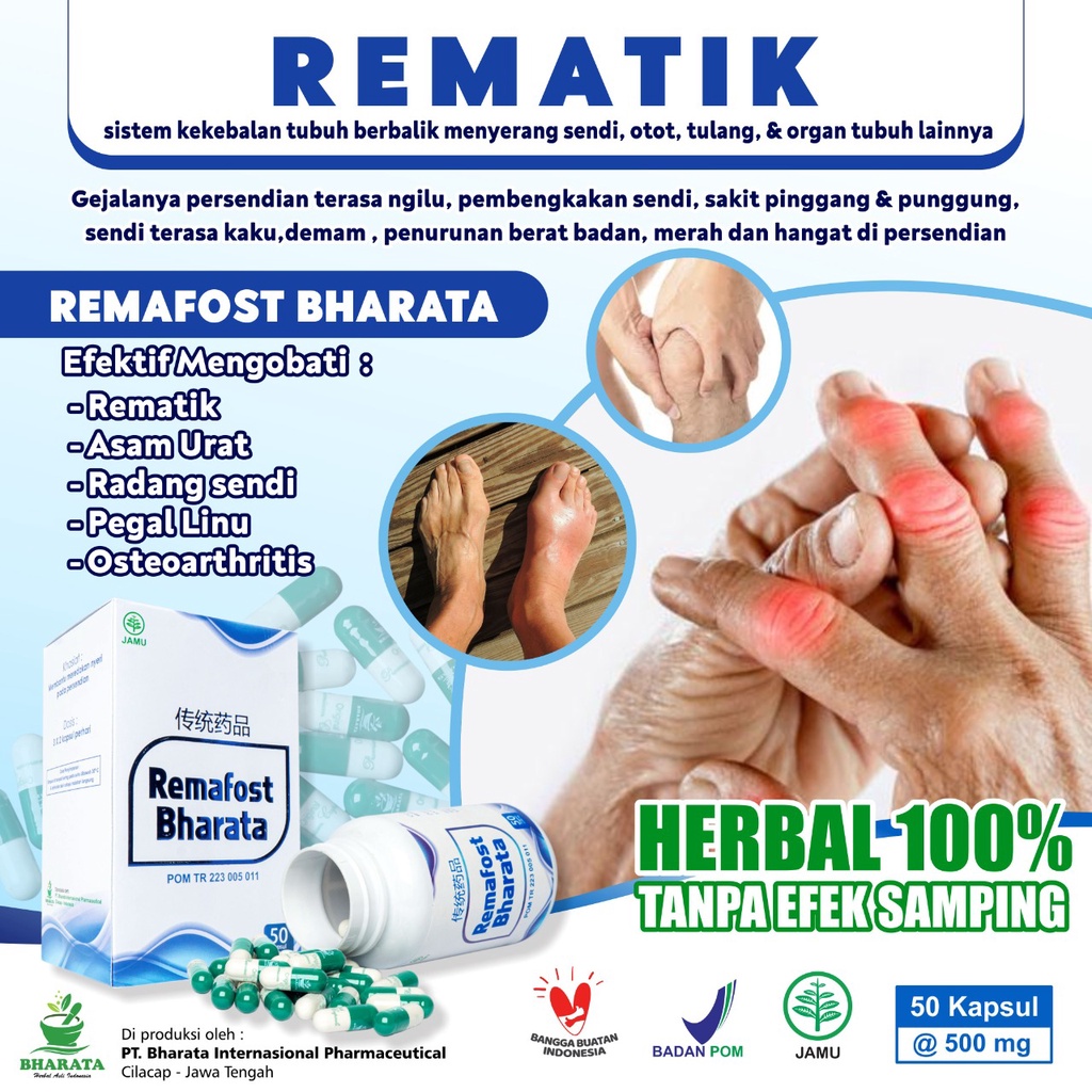 Jual Obat Rematik Asam Urat Saraf Kejepit Ampuh Remafost Bharata - Obat ...
