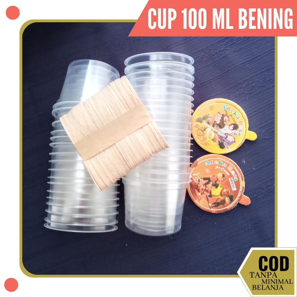 Jual CUP POLOS BENING 60 ML - CUP ESKRIM DAN PUDING LENGKAP TUTUP ...