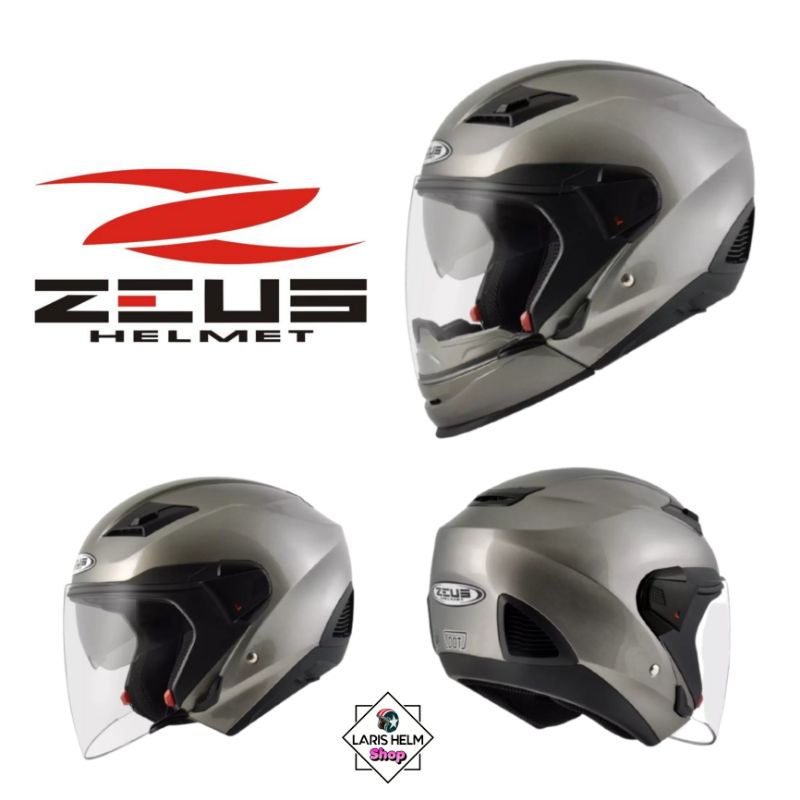 Jual Helm modular ZEUS Half Face Zeus 611 Dark Silver Glossy | Shopee ...