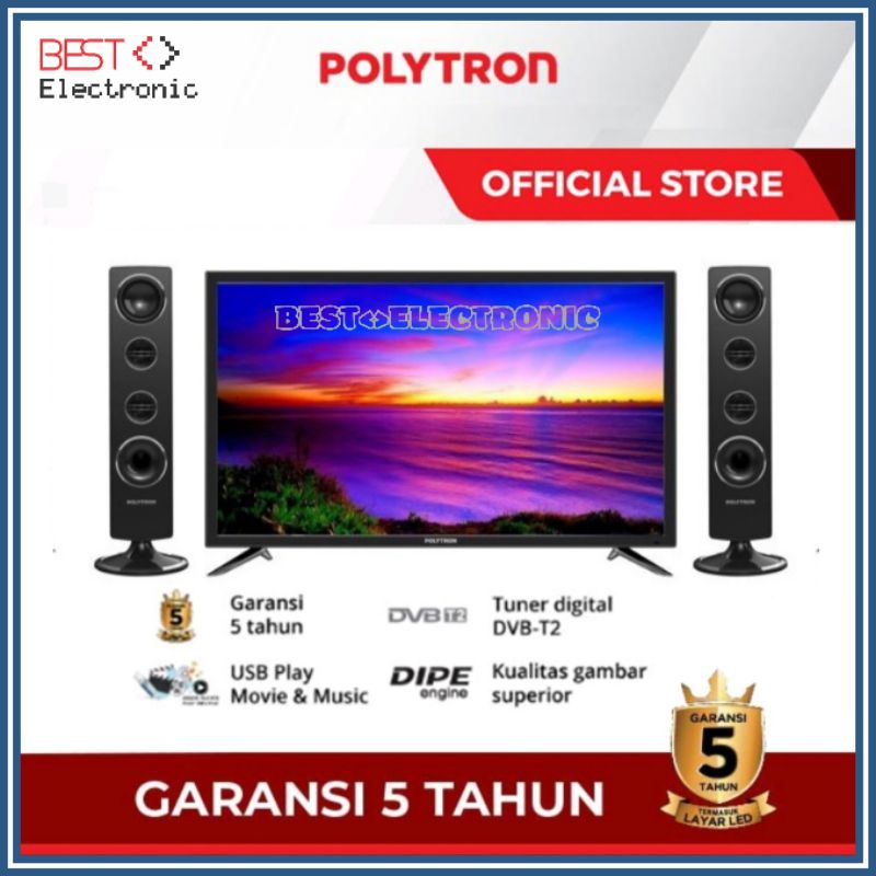 Jual TV LED DIGITAL 24 inch POLYTRON CINEMAX + SPEAKER TOWER PLD ...
