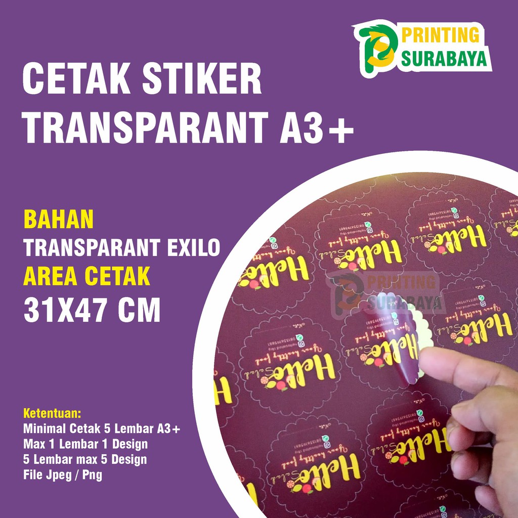 Jual CETAK STIKER TRANSPARANT EXILO A3+ MURAH STIKER LABEL KEMASAN ...