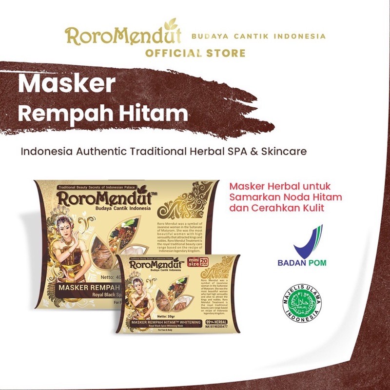 Jual RORO MENDUT MASKER REMPAH HITAM 20g | Shopee Indonesia