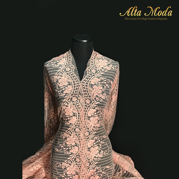 Jual Brokat Classic Design Kebaya Pattern Floral Garis Light Pink (Alta ...