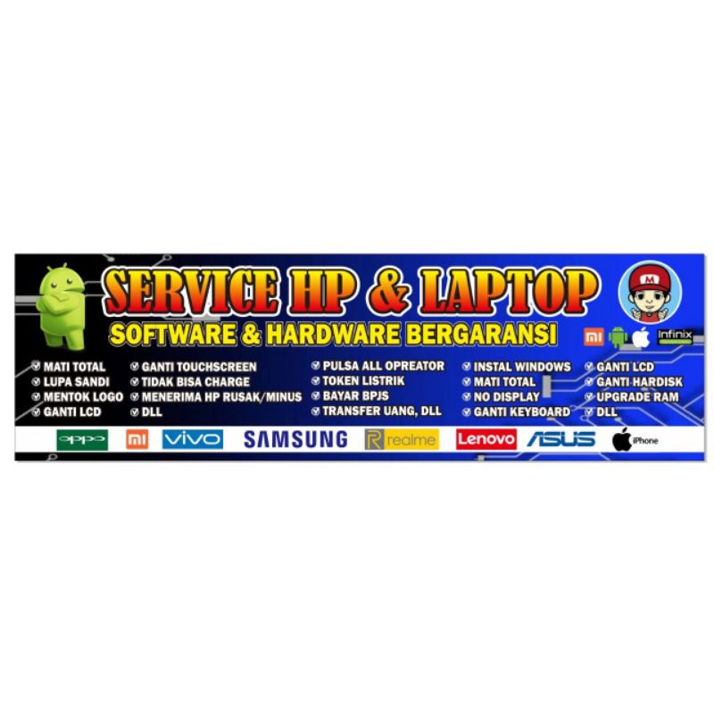 Jual Spanduk Servis HP & Laptop/spanduk konter 200x60 | Shopee Indonesia
