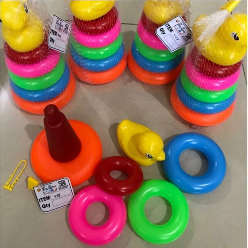 Jual Mainan Anak Edukasi Donat Donut Bebek Susun Stacking Donut Duck 5 ...