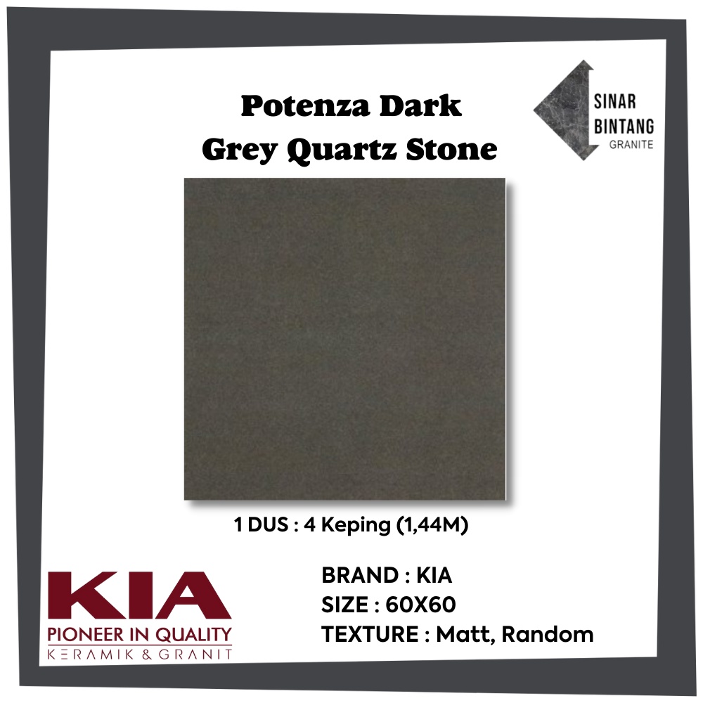 Jual Granit 60X60 | Granit Lantai Potenza Dark Grey Quartz Stone KIA ...