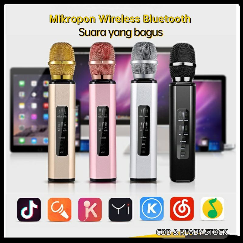 Jual K6 Mic Wireless Bluetooth Karaoke Player Microphone Speaker KTV ...