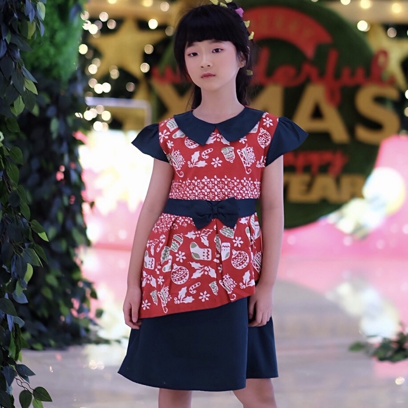 Jual Dress Batik Anak Gaun Batik Olaf Hijau Dan Merah Dress Gaun Batik ...