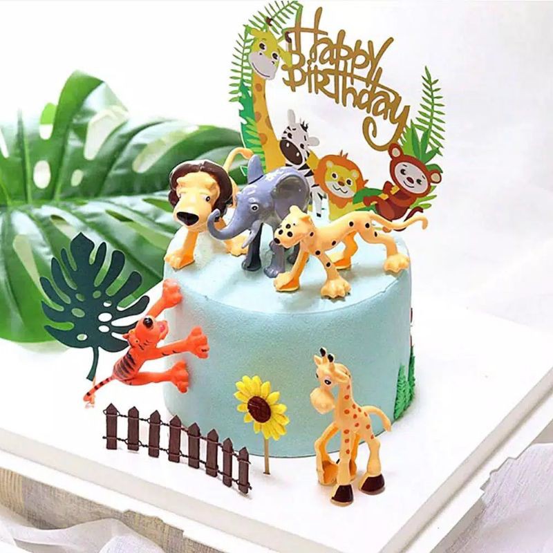 Jual PAKET CAKE TOPPER AKRILIK ACRYLIK TEMA ZOO SAFARI ANIMAL 6 PCS ...
