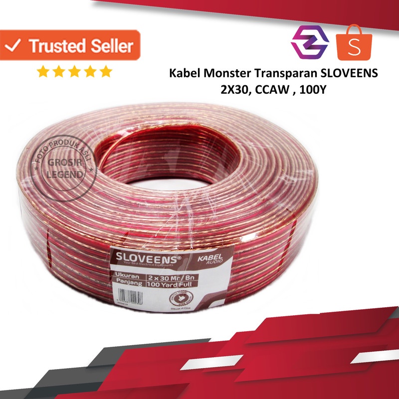 Jual Kabel listrik monster transparan 2x30 ccaw Sloveens 100 yard ...