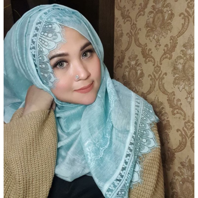 Jual PASHMINA IMPORT RENDA 2 SISI SAJEEDA | Shopee Indonesia