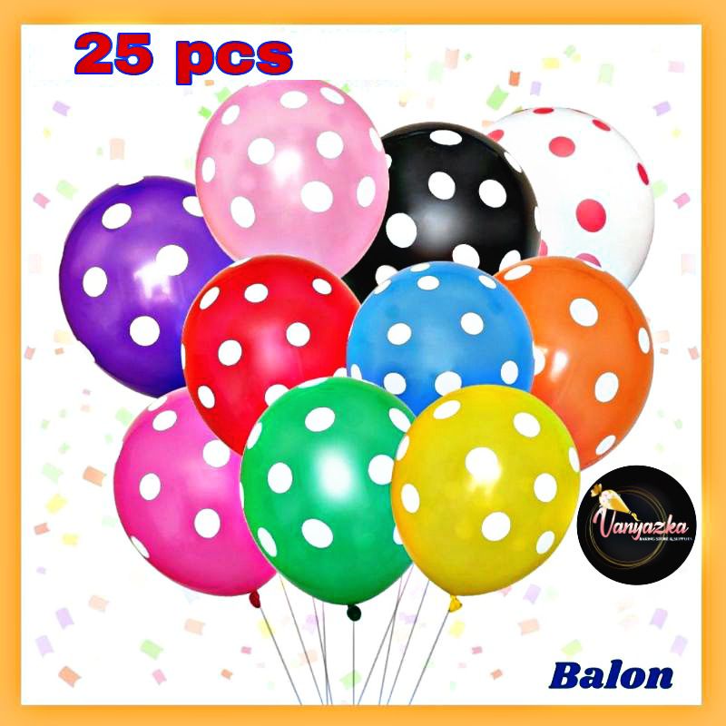 Jual Balon Ulang Tahun/Balon Tiup Polkadot (25pcs) | Shopee Indonesia