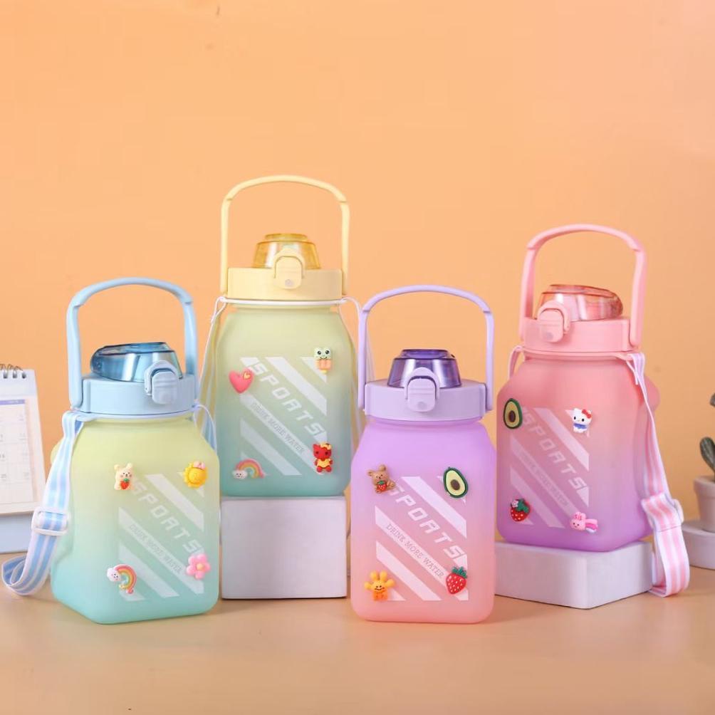 Jual Botol Minum Gemoy Kotak 1500Ml Free Sticker 2D Dan 3D | Shopee ...