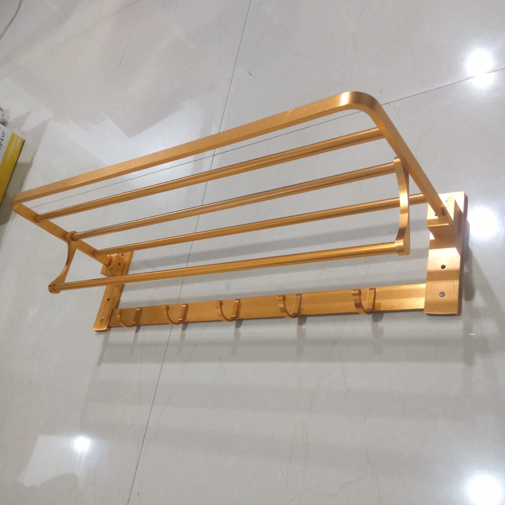 Jual Rak handuk 5 baris lipat Black Gold Rose Gold / Full stainless ...