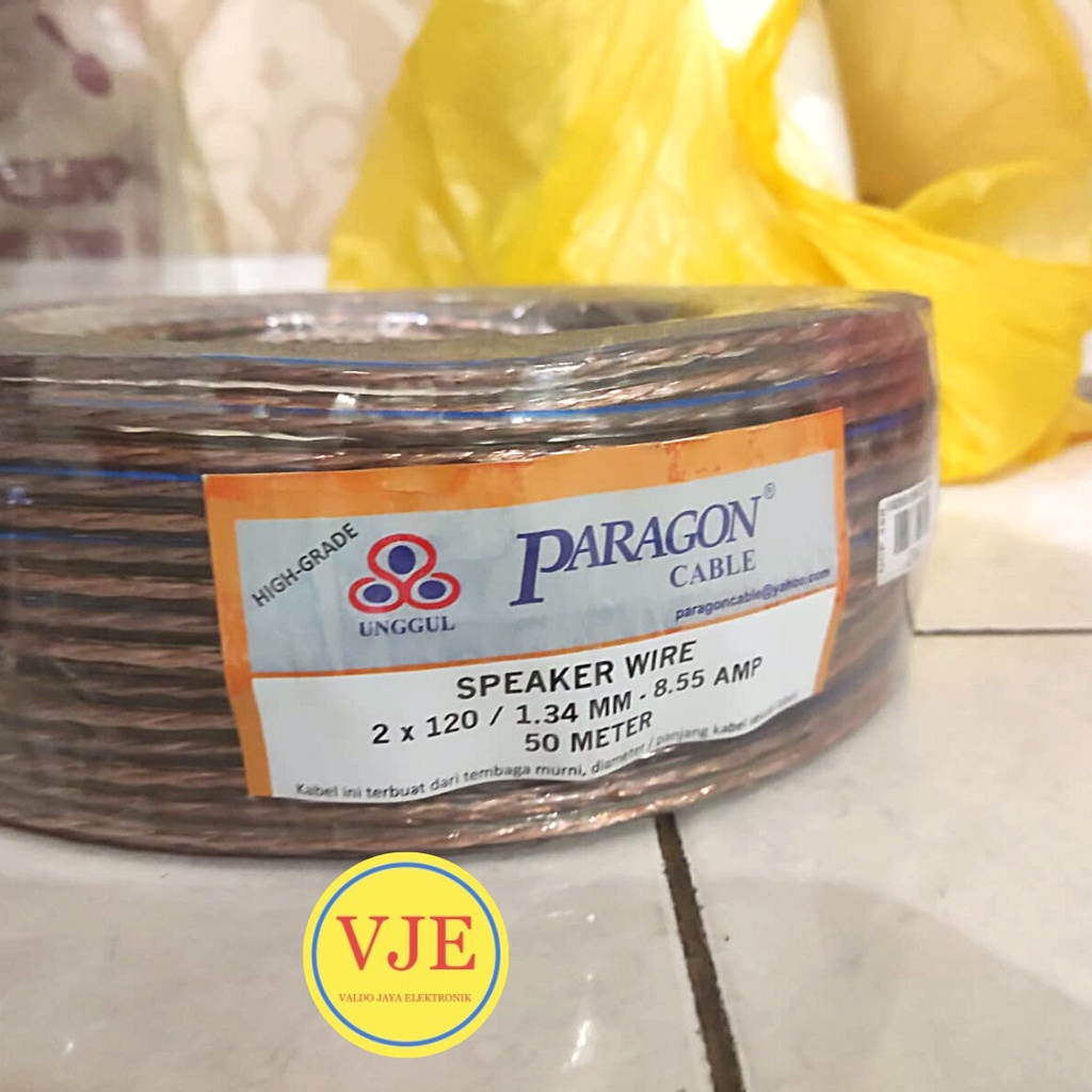 Jual PARAGON Kabel Speaker 2x120 Kabel Transparan TOA Kabe Serabut 50 ...