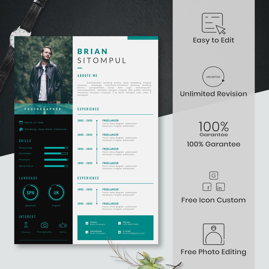 Jual DISAIN CV/RESUME CREATIF ELEGAN DAN PROFESIONAL CC20. Serba-Serbi ...