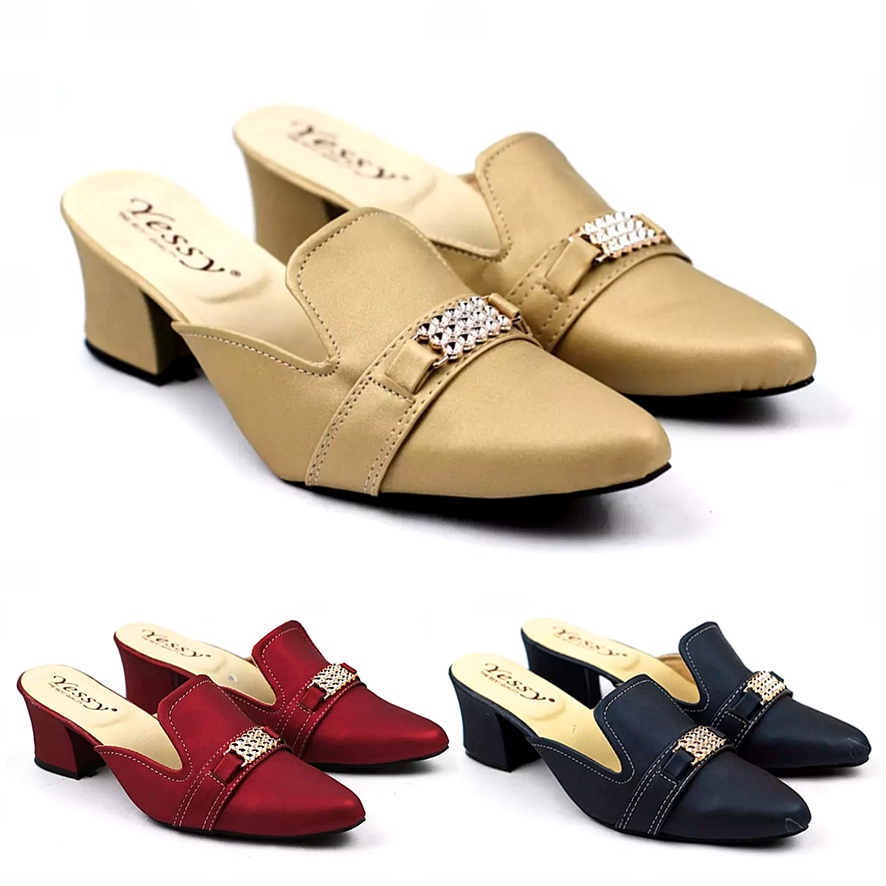 Jual Sepatu Sandal Selop Heels Wanita Original Lokal Simple Fashion ...