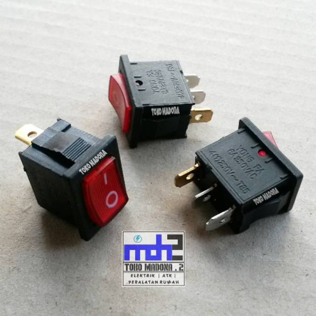 Jual Saklar ON-OFF Lampu Merah Sedang 3 Pin | 20mm x 14mm x 23mm , 6A ...