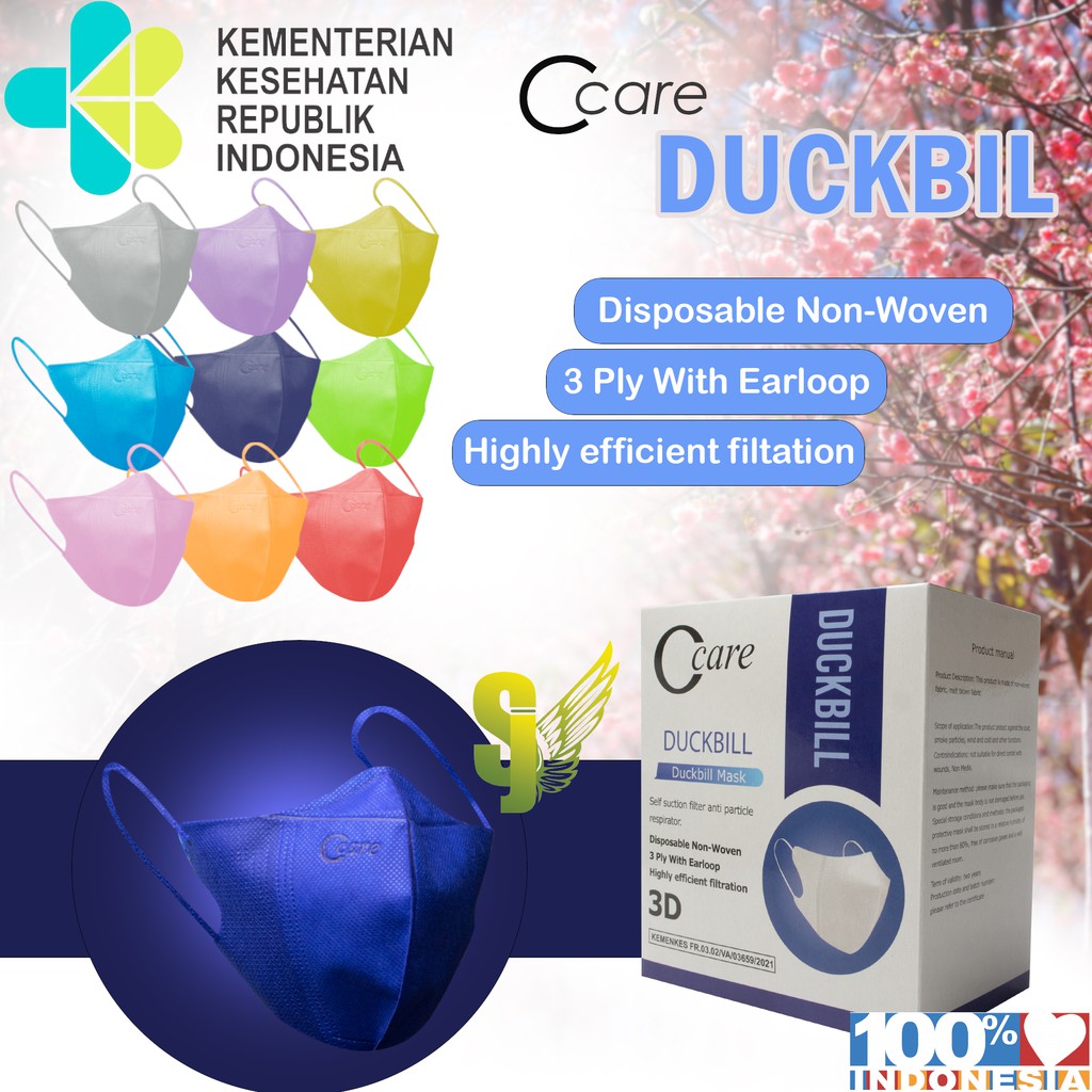 Jual Masker Duckbil 3 Ply Putih Isi 50 Pcs/ Masker Duckbil 3 ply ...