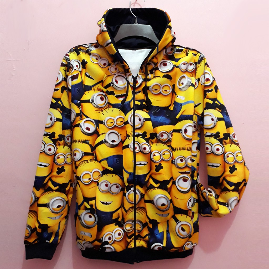 Jual Jaket Hoodie Minions Crowded Pattern Full Printing Sublim Bahan ...